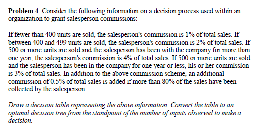 Solved Decision Tables and Decision Trees Problem 3. Assume | Chegg.com