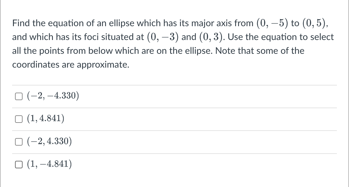 Solved Find the equation of an ellipse which has its major | Chegg.com