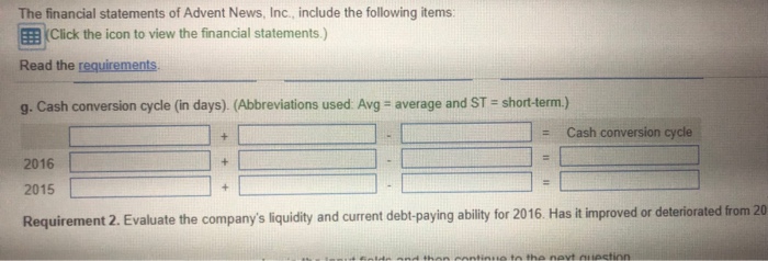 Solved The financial statements of Advent News, Inc., | Chegg.com