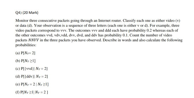 Solved Q4) (20 Mark) Monitor three consecutive packets going | Chegg.com