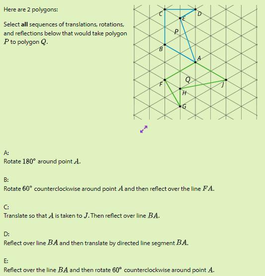 Solved D C E Here are 2 polygons: Select all sequences of | Chegg.com