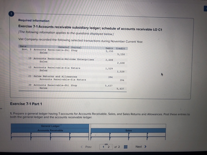 Solved Required information Exercise 7-1 Accounts receivable | Chegg.com