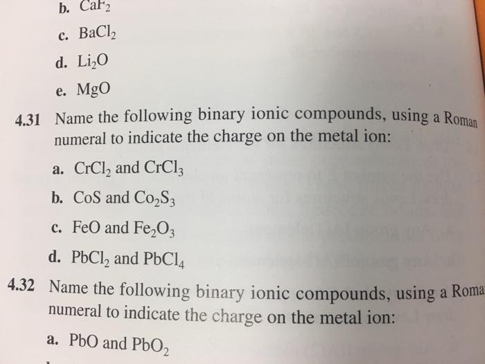 Solved Name the following binary ionic compounds, using a | Chegg.com