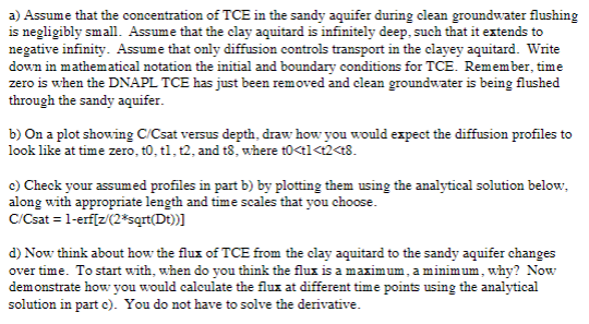 4) DNAPL trichloroethene (C2HCl3) was released from | Chegg.com