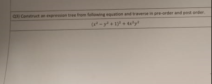 Solved Q3) Construct an expression tree from following | Chegg.com