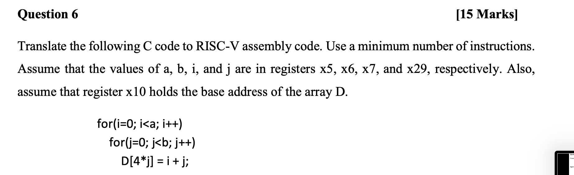 Solved Question 6 [15 Marks] Translate the following C code | Chegg.com