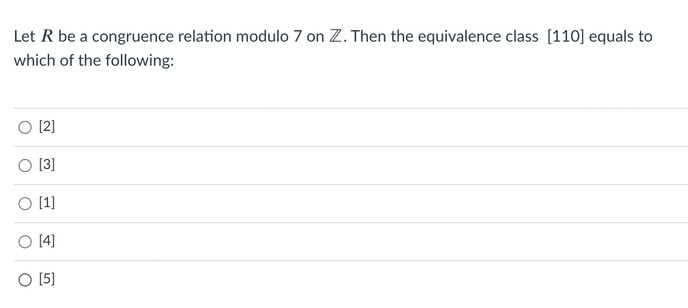 Solved Let R be a congruence relation modulo 7 on Z. Then | Chegg.com