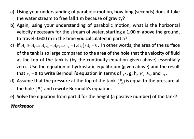Solved Problem 4. Bernoulli's Equation. This problem has | Chegg.com