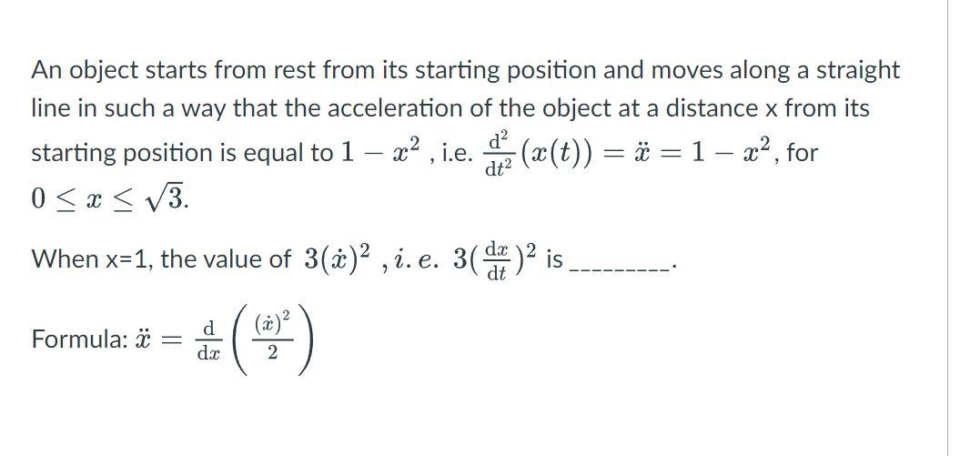 Solved An object starts from rest from its starting position | Chegg.com
