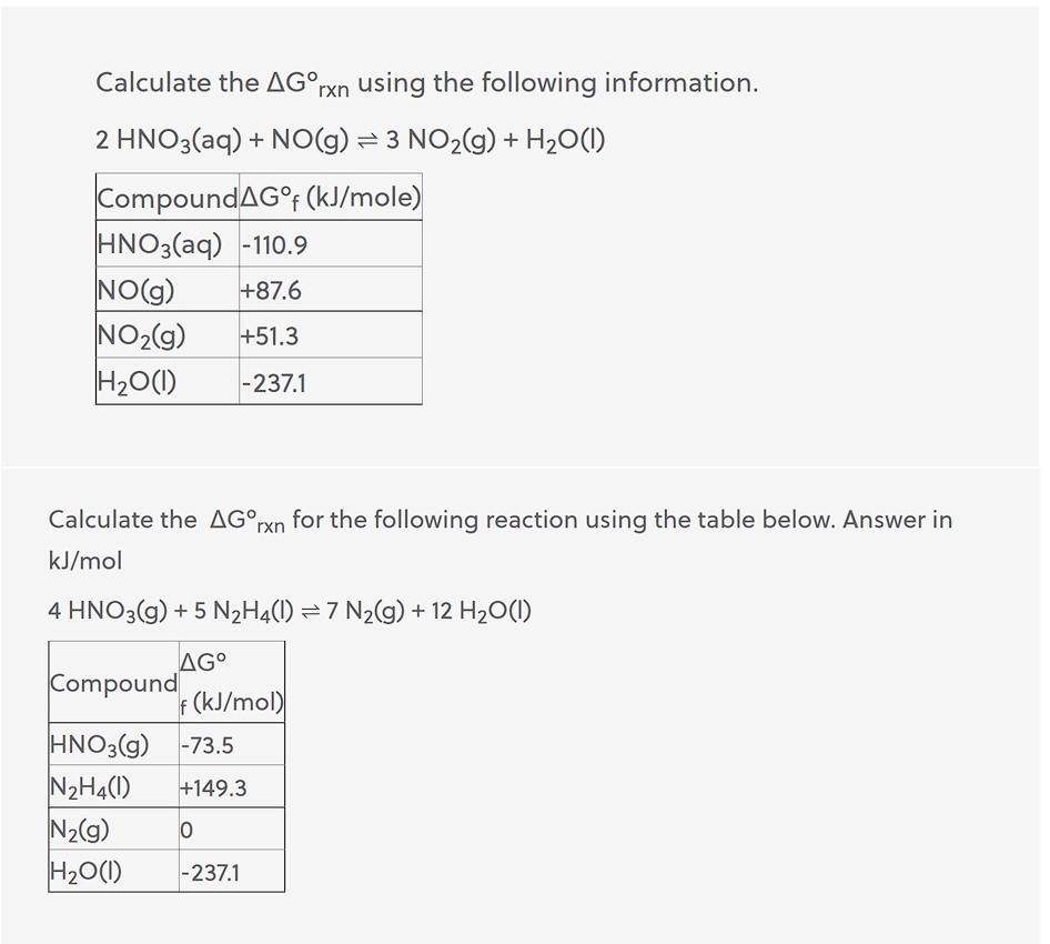 Solved Calculate the ΔG∘ rxn using the following | Chegg.com