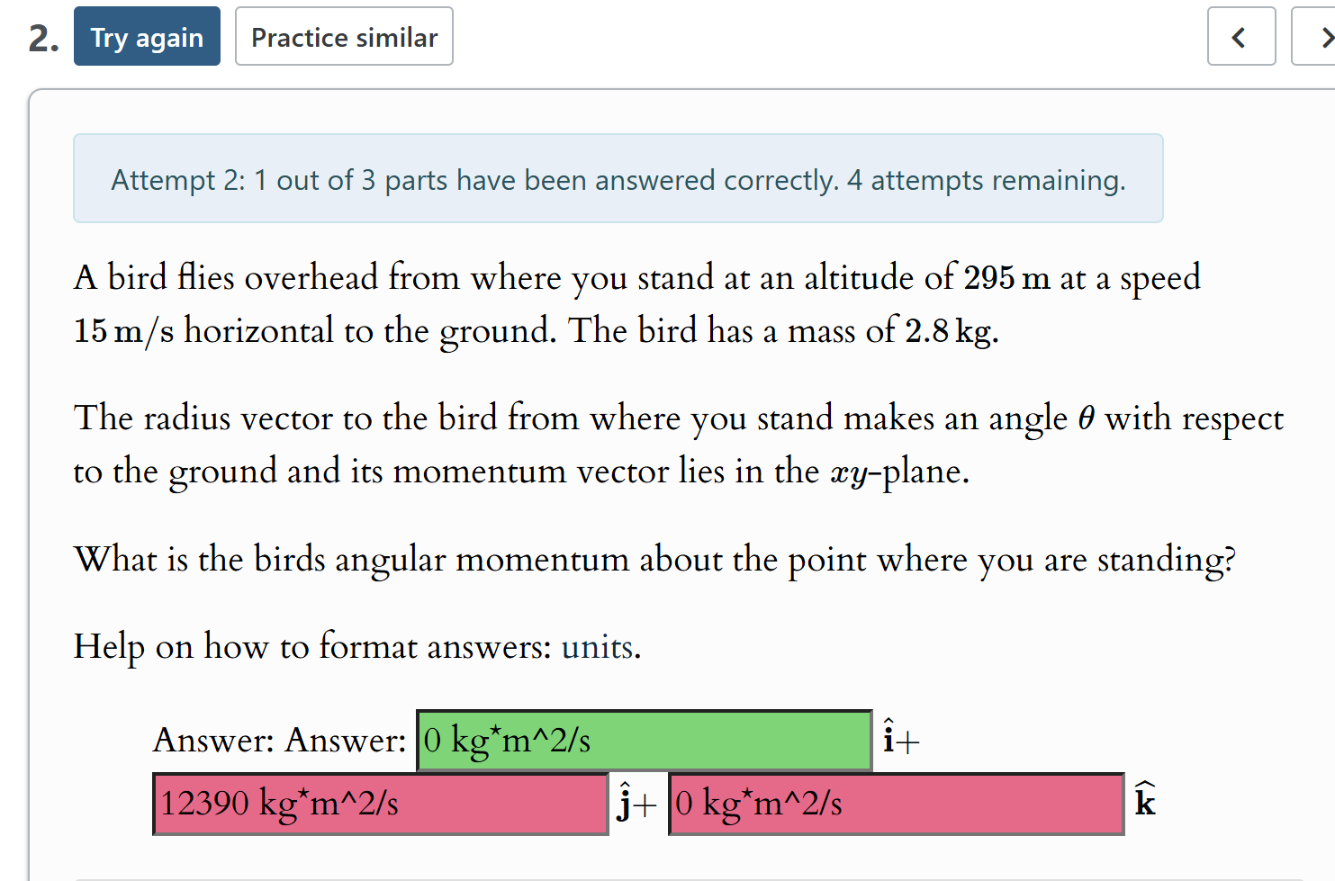 Solved Attempt 2: 1 ﻿out of 3 ﻿parts have been answered | Chegg.com