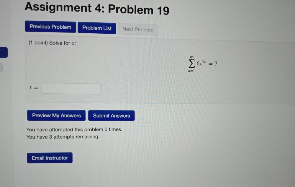 Solved Assignment 4: Problem 19 Previous Problem Problem | Chegg.com