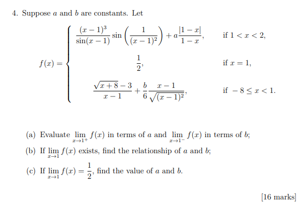 Solved 4. Suppose a and b are constants. Let | Chegg.com