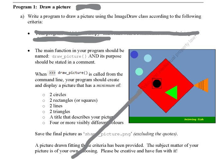 Program 1: Draw a picture a) Write a program to draw | Chegg.com