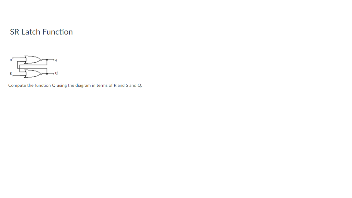 Solved SR Latch Function Compute the function Q using the | Chegg.com Solved SR Latch Function Compute the function Q using the | Chegg.com