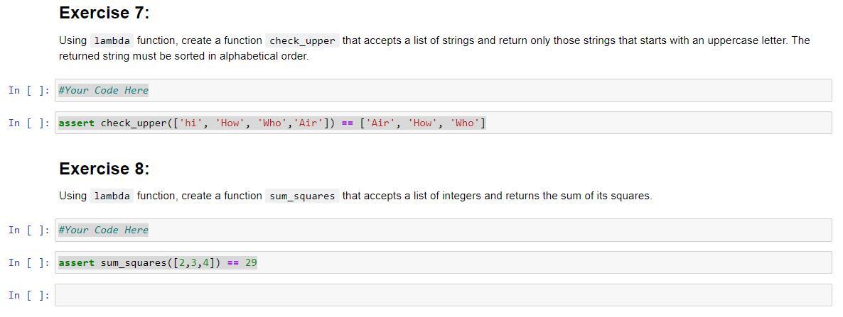 Solved Exercise 5 Using Lambda Function Create A Function 1549