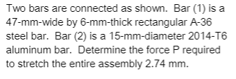 Solved (1) (2) 0.45 m 1.30 m Two bars are connected as | Chegg.com
