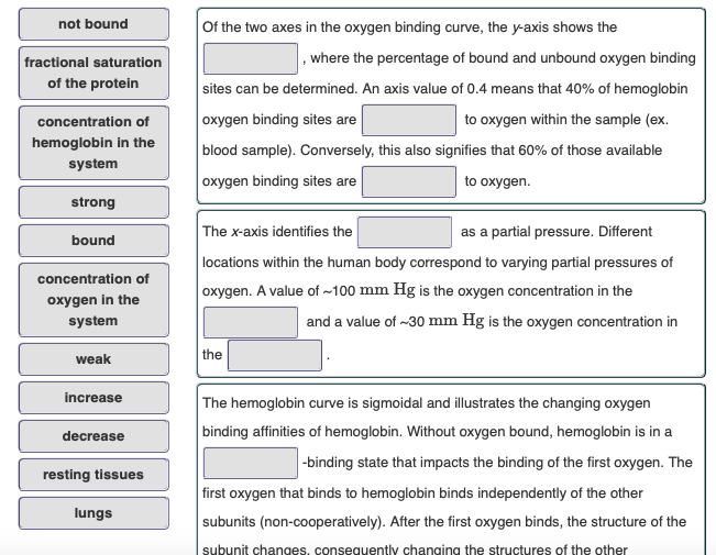 Solved Oxygen binding curves graphically represent the | Chegg.com