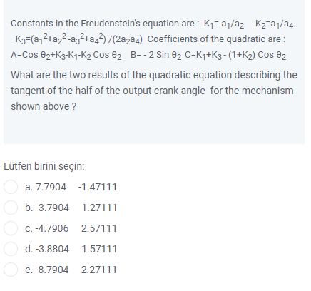 Solved Constants in the Freudenstein's equation are: Ky = | Chegg.com