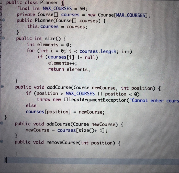 Solved In Java I’m trying to create a planner instanitated | Chegg.com