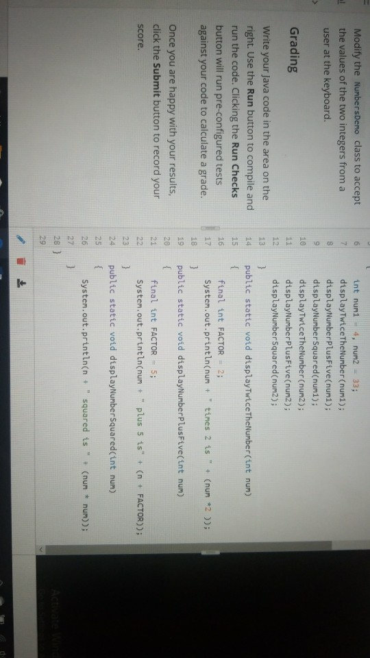 Solved Instructions NumbersDemo2.java > Terminal 1 public | Chegg.com
