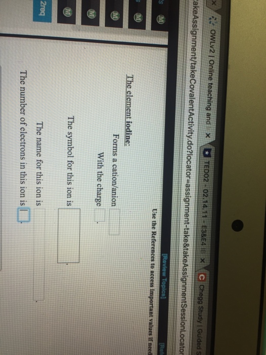Solved The element iodine: Forms a cation/anion with the | Chegg.com