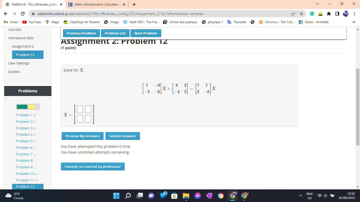 Solved Solve for X. [7−8−9−6]X+[8−423]=[737−8]X X=[−] You | Chegg.com