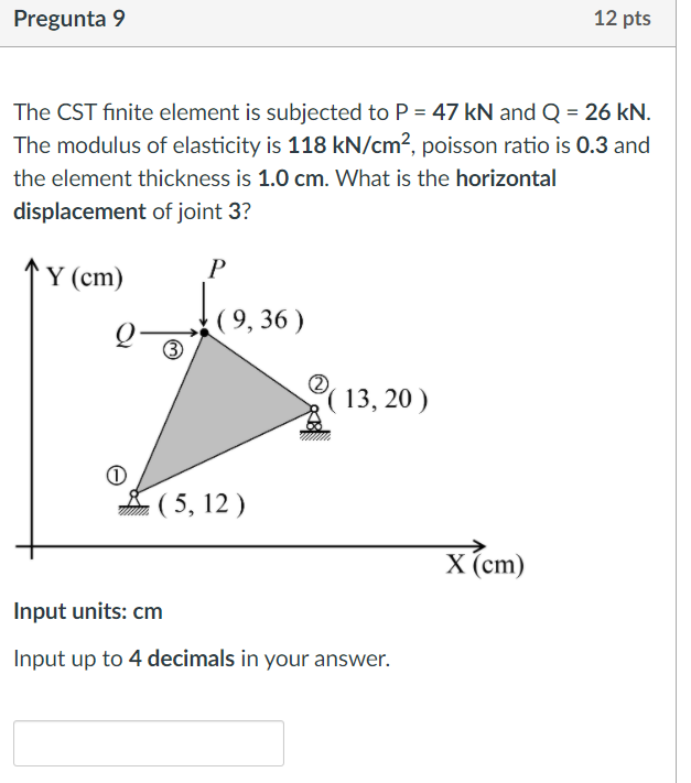 Solved Pregunta 9 12 pts The CST finite element is subjected | Chegg.com