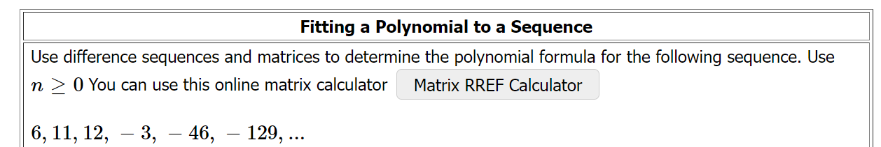 Solved Fitting a Polynomial to a Sequence Use difference | Chegg.com