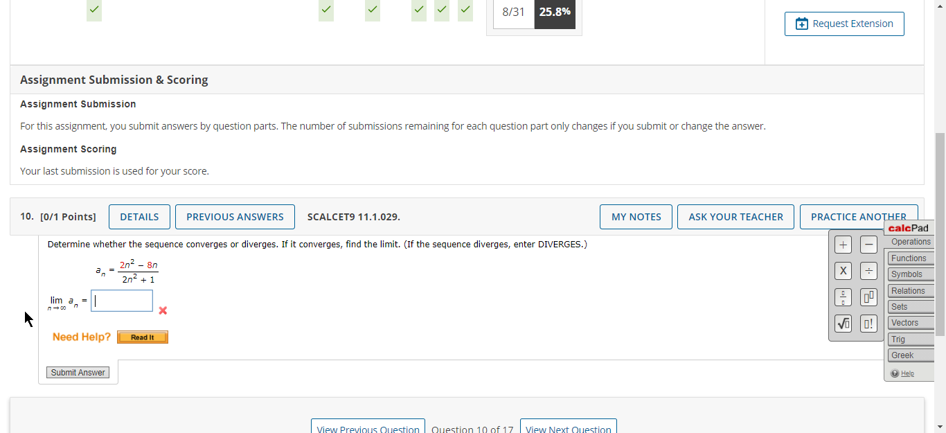 Solved v 8/31 25.8% + Request Extension Assignment | Chegg.com