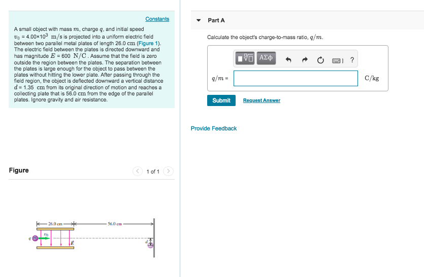 Solved Constants PartA A small object with mass m, charge q, | Chegg.com
