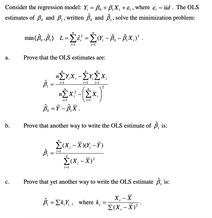 Solved Consider the regression model: Yi=β0+β1Xi+εi, where | Chegg.com