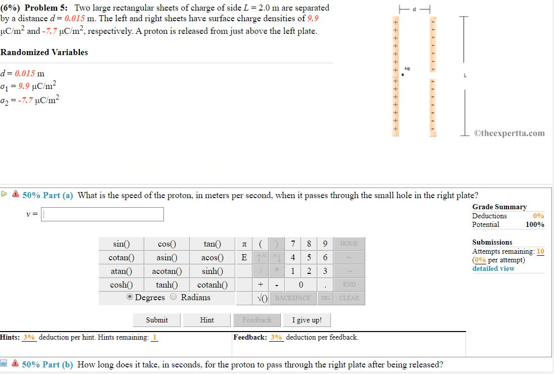 Solved (6%) Problem 5: Two large rectangular sheets of | Chegg.com