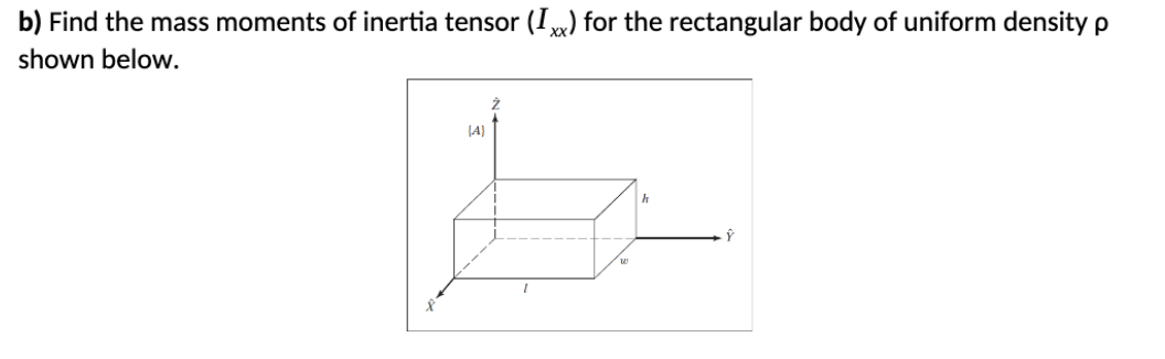 Solved b) Find the mass moments of inertia tensor \\( | Chegg.com