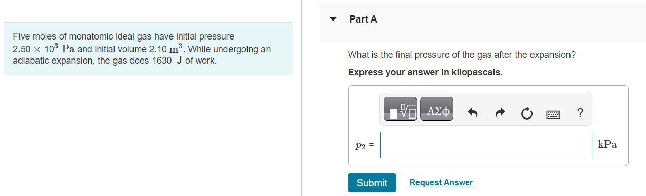 Solved Five moles of monatomic ideal gas have initial | Chegg.com