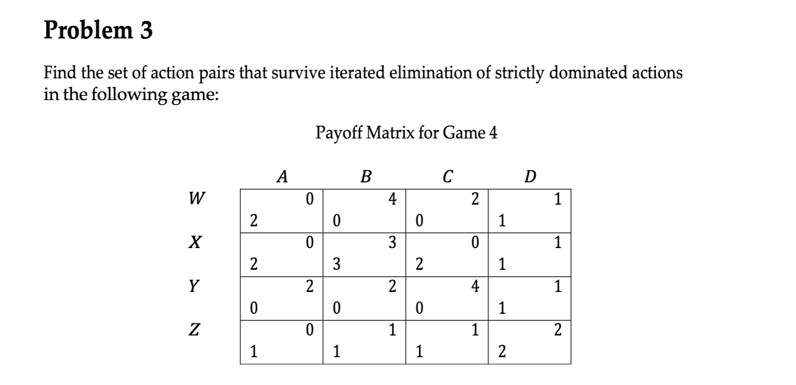 Solved Find the set of action pairs that survive iterated | Chegg.com