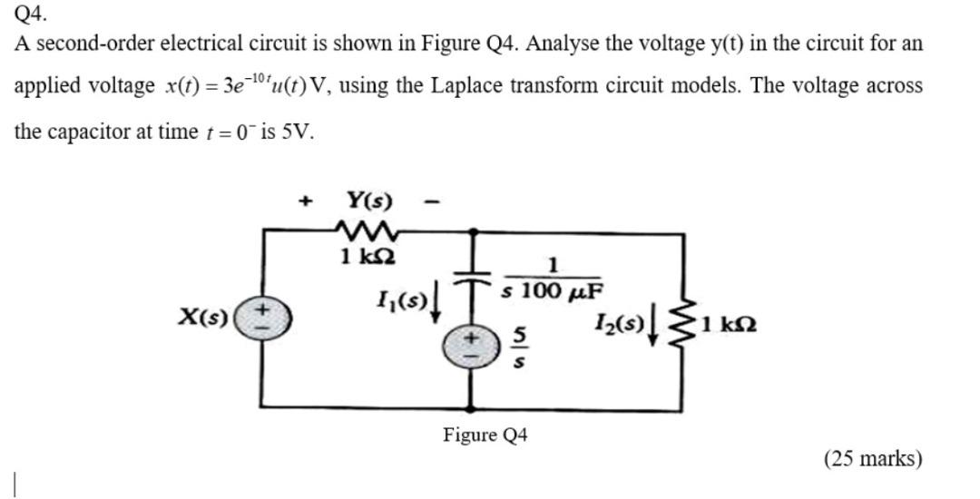 Solved A second-order electrical circuit is shown in Figure | Chegg.com