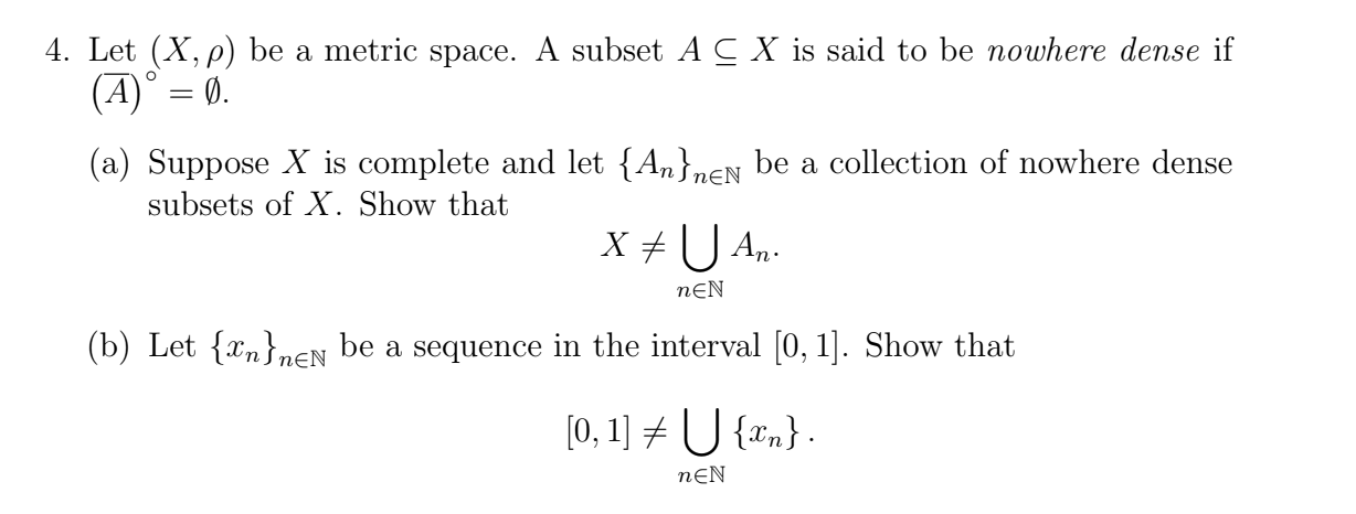 Solved 4. Let (X,p) be a metric space. A subset A CX is said | Chegg.com