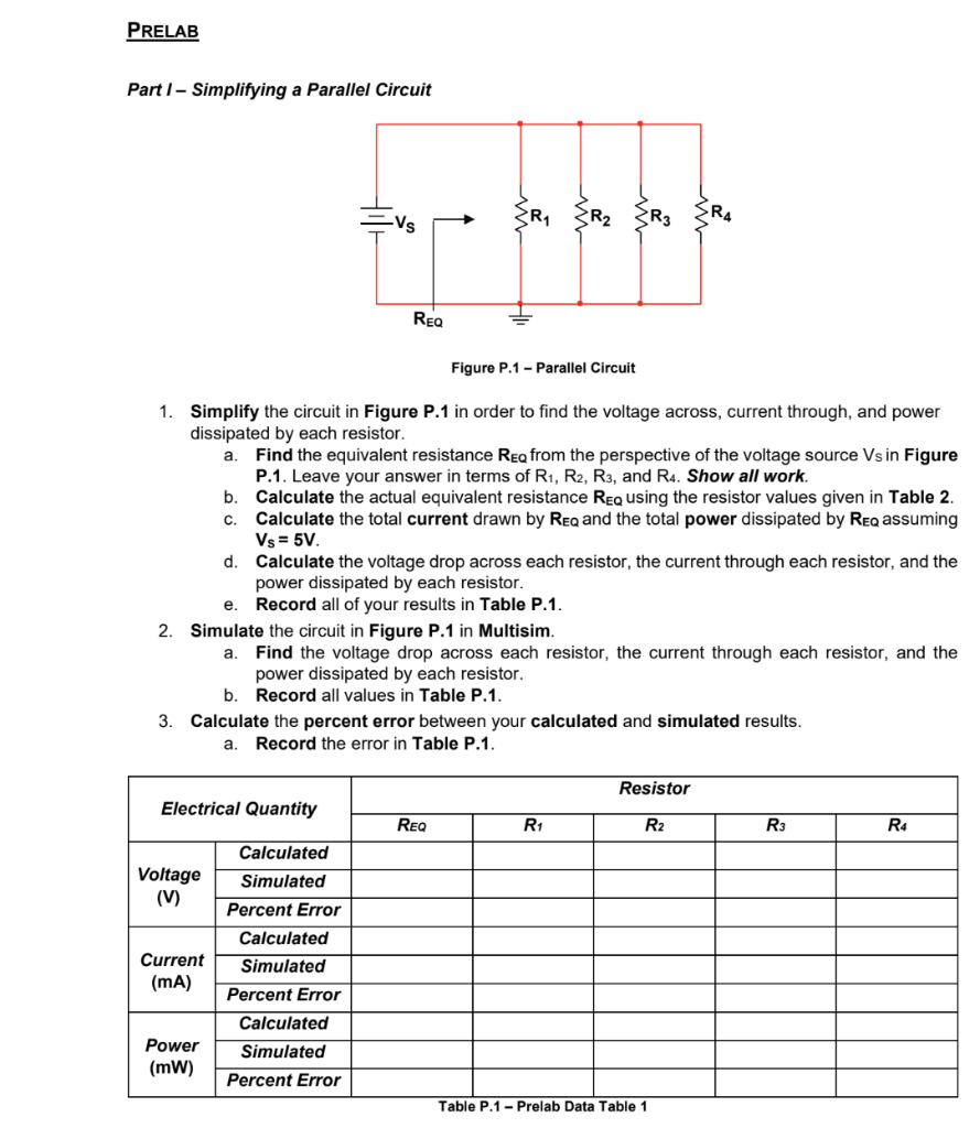 Solved Part I - Simplifying a Parallel Circuit Figure P.1 - | Chegg.com