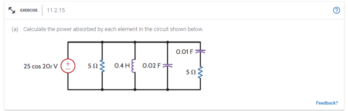 Solved a) Calculate the power absorbed by each element in | Chegg.com