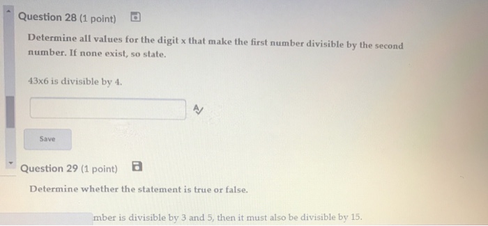 Solved Question 28 (1 point) Determine all values for the | Chegg.com