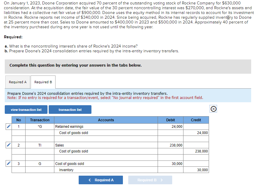 Solved On January 1,2023 , Doone Corporation acquired 70 | Chegg.com