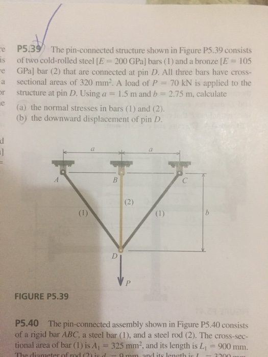 Solved e P5.39) The pin-connected structure shown in Figure | Chegg.com