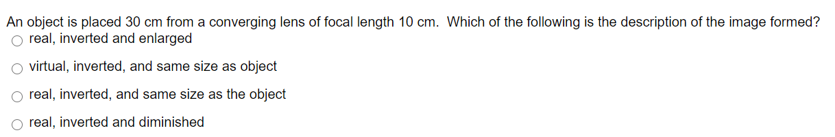 Solved An object is placed 30 cm from a converging lens of | Chegg.com