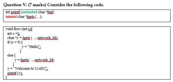 Question V: (7 marks) Consider the following code. | Chegg.com
