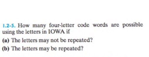 Solved 1.2-5. How many four-letter code words are possible | Chegg.com