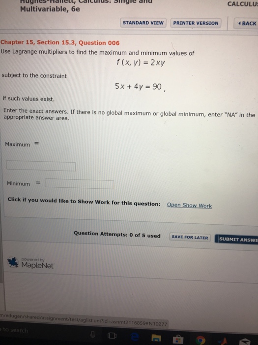 Solved Hughes-Hallett, Calculus: Single and Multivariable, | Chegg.com