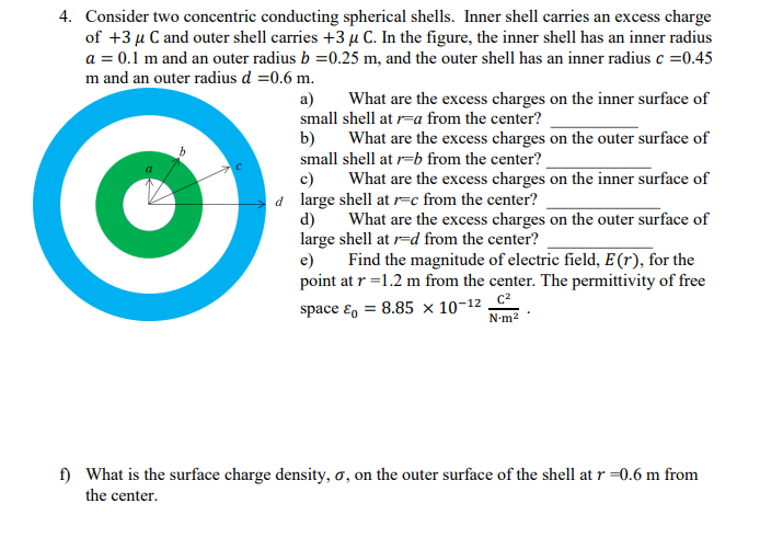 Solved 4. Consider two concentric conducting spherical | Chegg.com