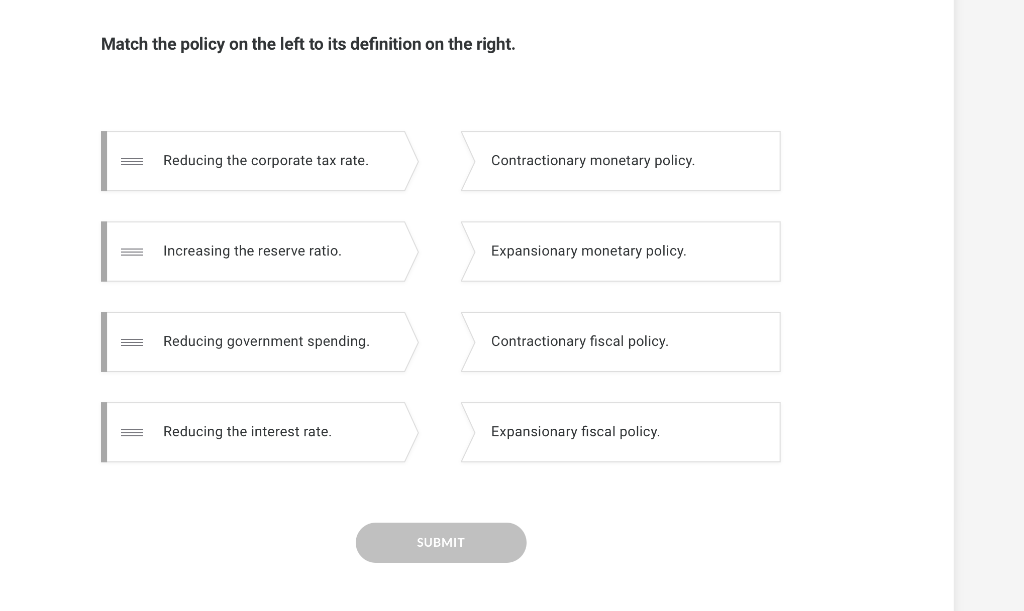 Solved Match the policy on the left to its definition on the | Chegg.com
