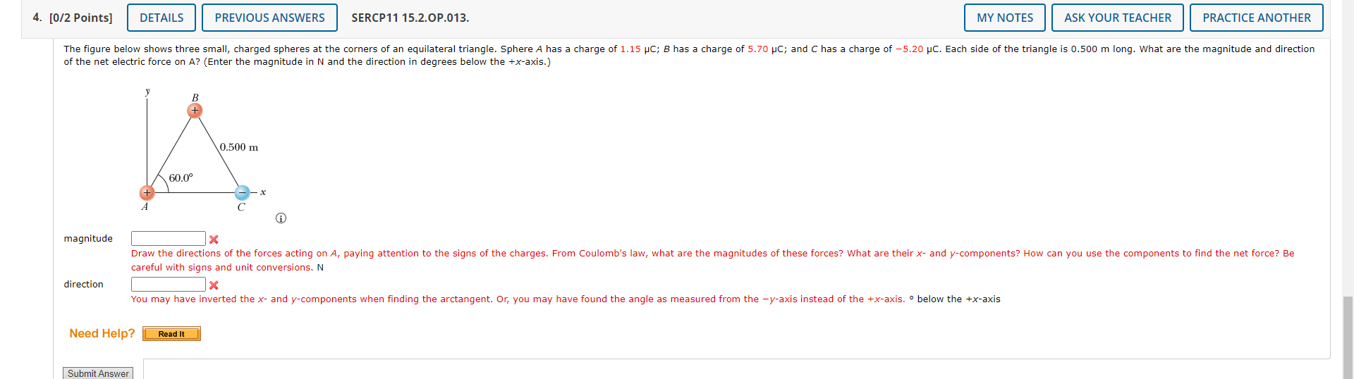 Solved of the net electric force on A ? (Enter the magnitude | Chegg.com